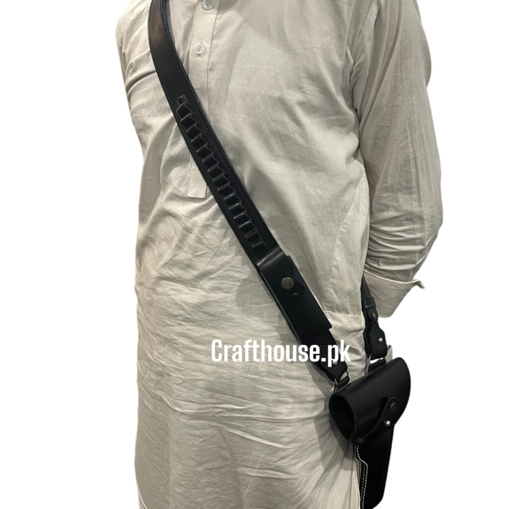 Pashtoon Traditional Cross body Genuine leather holster for 30 Bore 7 ...