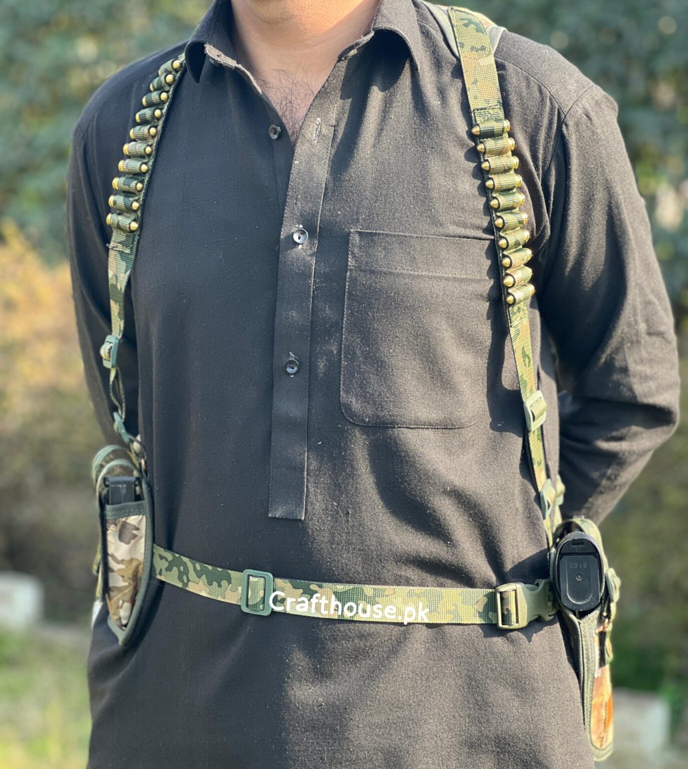 Shoulder holster double sided for 30 bore and 9mm - green | Craft House